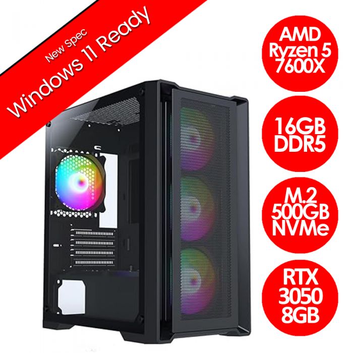 AMD Ryzen 5 7600X RTX 3050 8GB Sniper Wolf v1.6 RGB Gaming PC