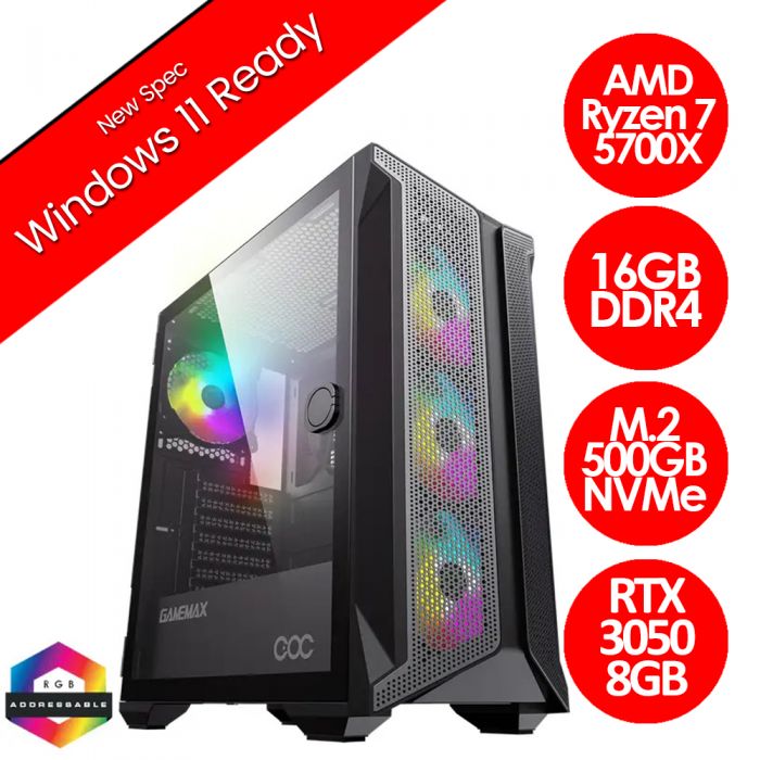 AMD Ryzen 7 5700X RTX 3050 Brufen Hammer V1.2 Gaming PC