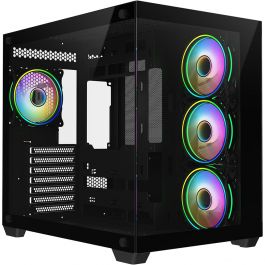 CiT Vision Black ATX Gaming Cube, Glass Panels, 4xARGB Fans
